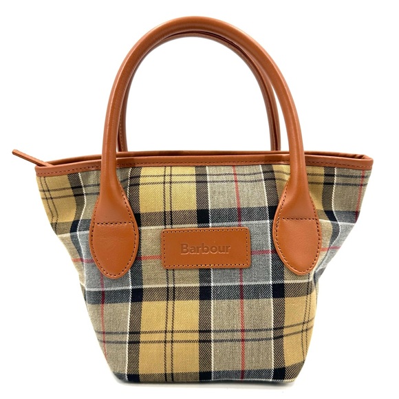 Barbour | Bags | Barbour Tartan Plaid Tote Bag Purse Leather Top Handle ...